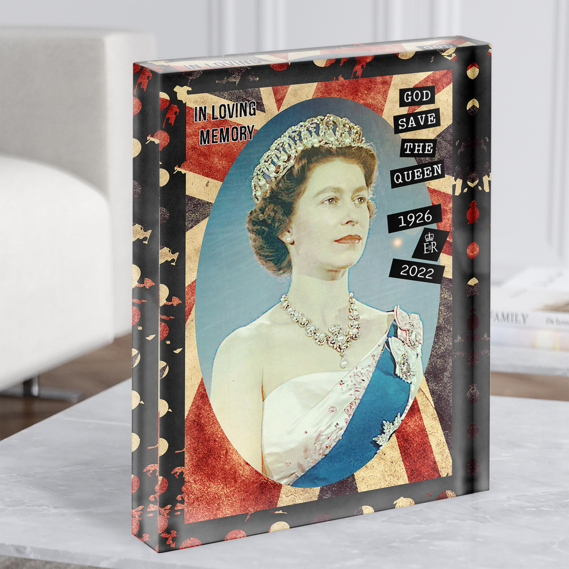 Queen Elizabeth II Memorial Head Silhouette Flag Art Poster Print - The ...