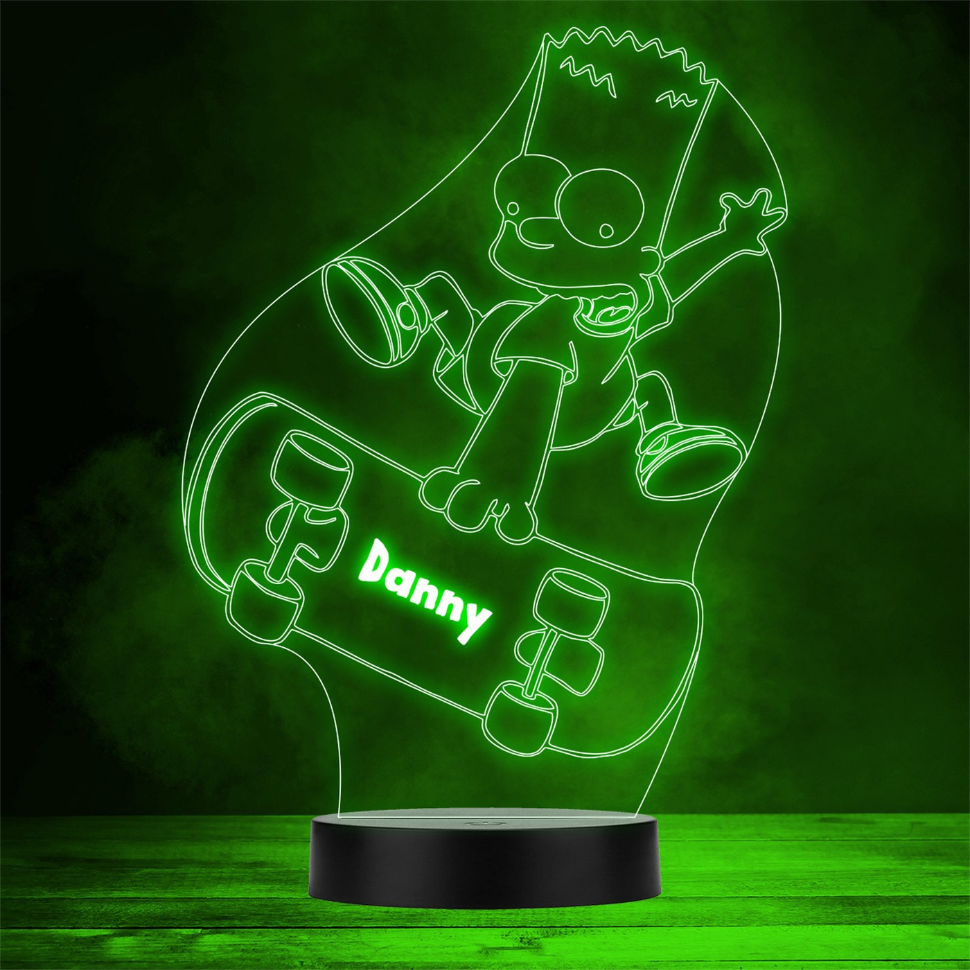 Bart Simpson on Skateboard Personalised Gift Colour Change LED Lamp ...