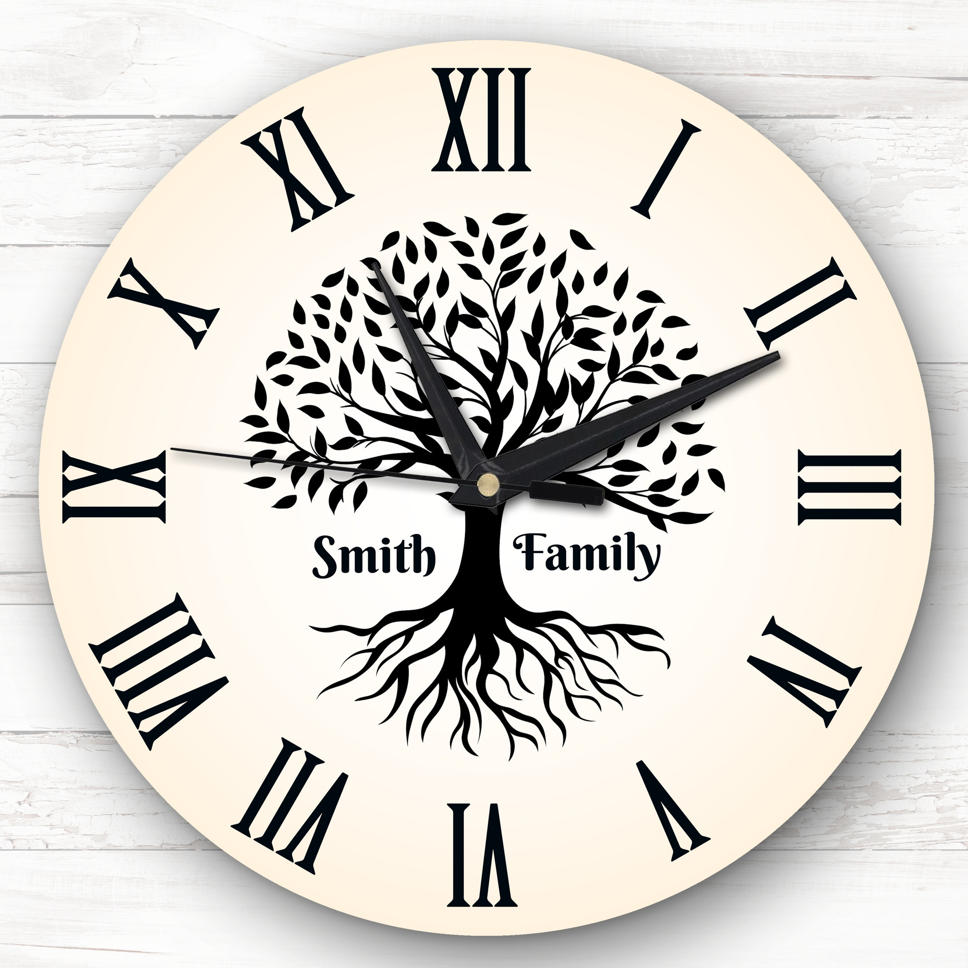 Family Tree Black Silhouette Pink Personalised Gift Personalised Clock ...