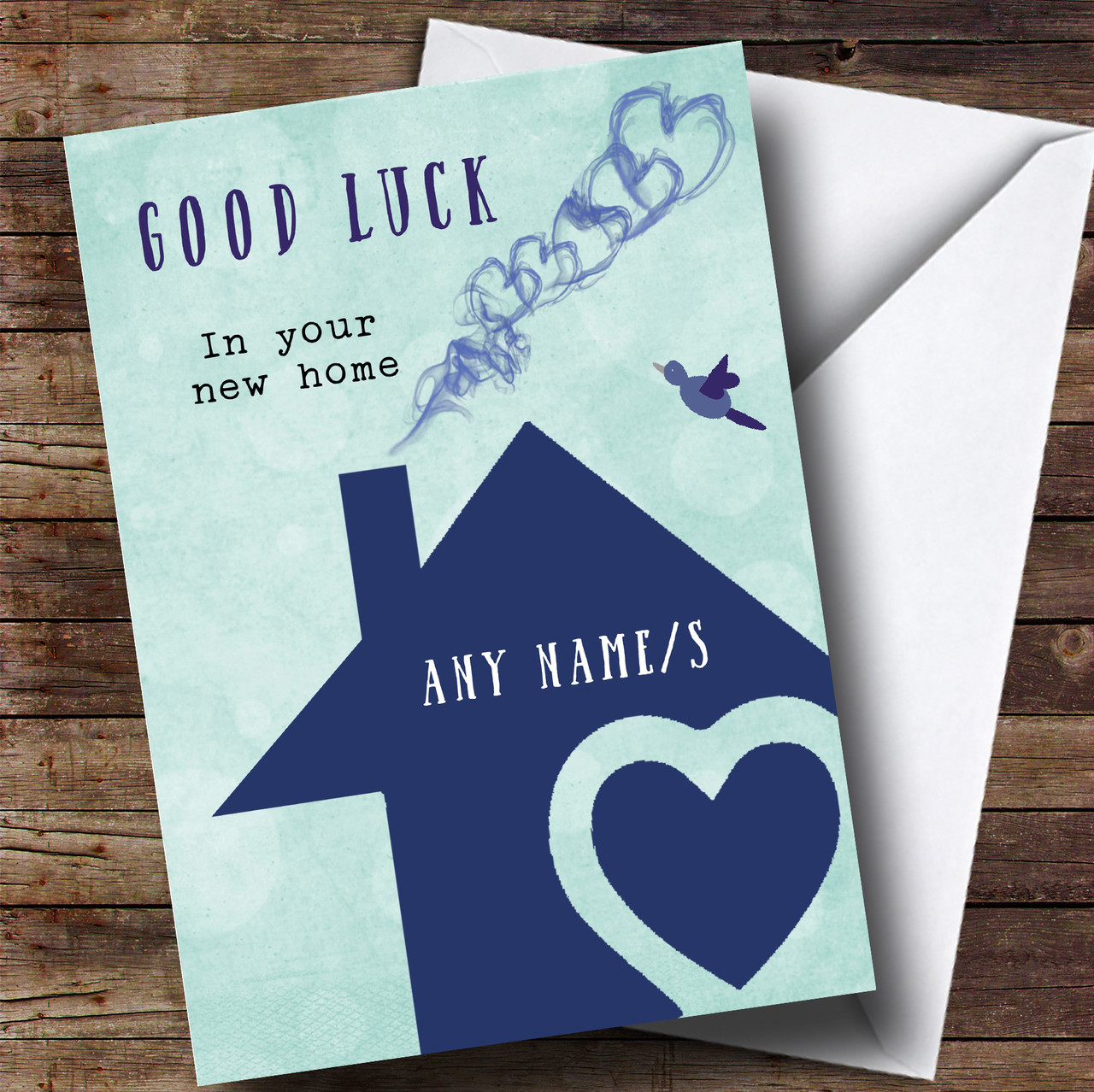 Blue House New Home Personalised Card - The Card Zoo