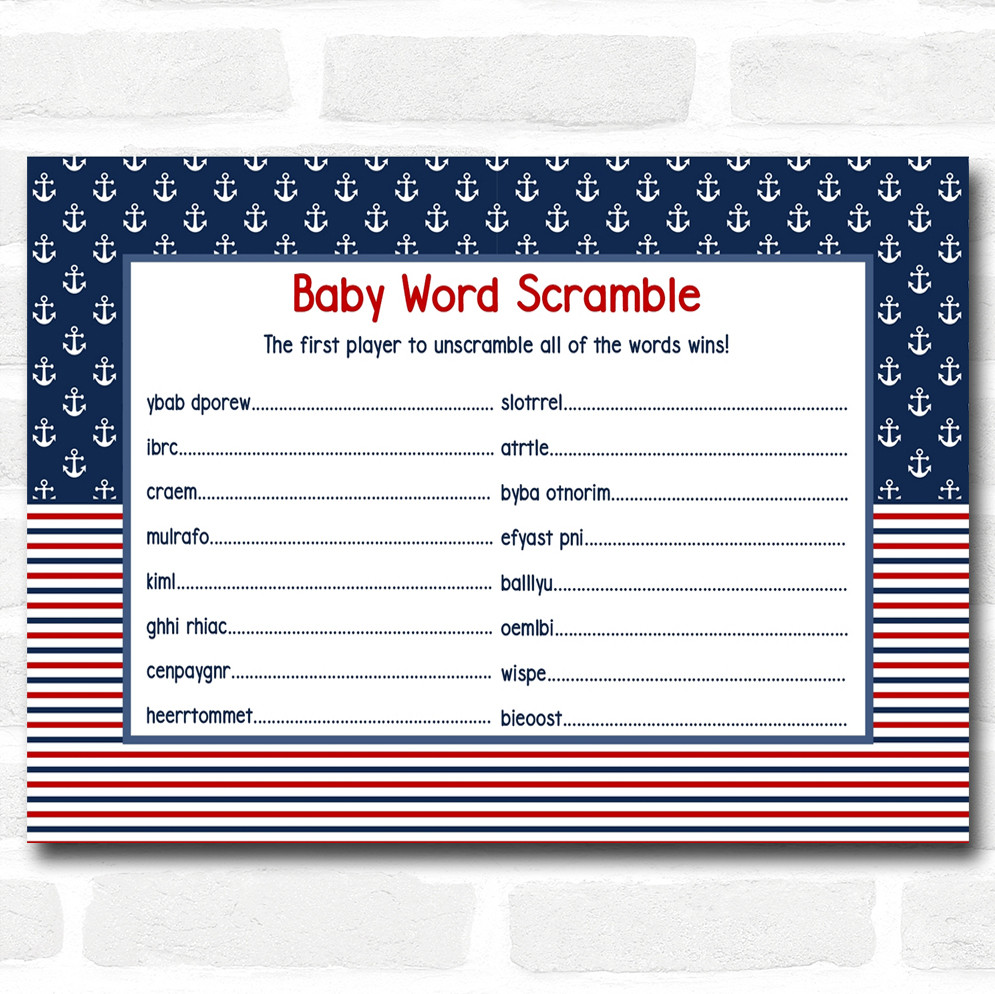 Neutral Teddys Baby Shower Games Word Scramble Cards - The Card Zoo