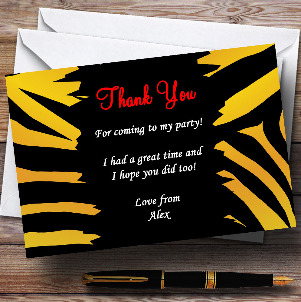 Tiger Print Personalised Party Thank You Cards - The Card Zoo