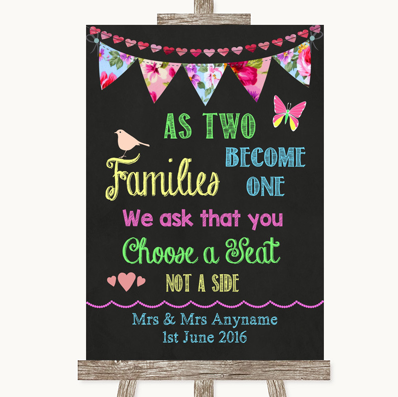 Bright Bunting Chalk All Family No Seating Plan Personalised Wedding ...