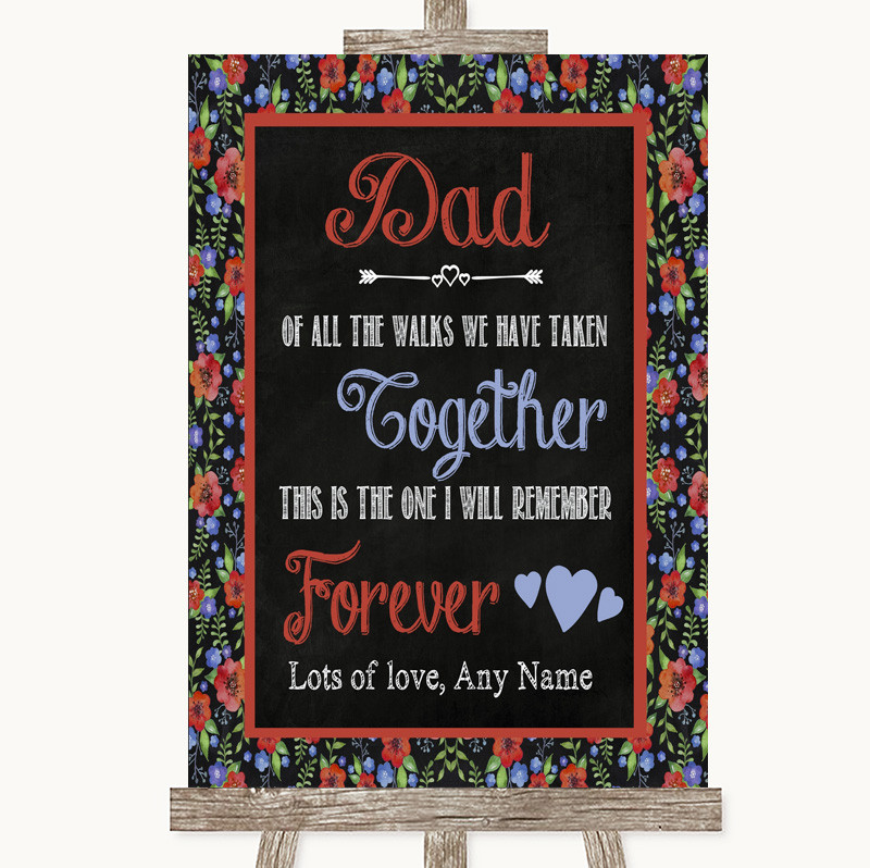Chalk Sketch Dad Walk Down The Aisle Personalised Wedding Sign - The ...