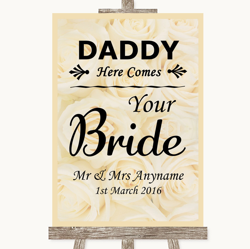 Autumn Leaves Daddy Here Comes Your Bride Personalised Wedding Sign ...