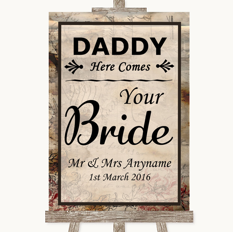 Autumn Leaves Daddy Here Comes Your Bride Personalised Wedding Sign ...