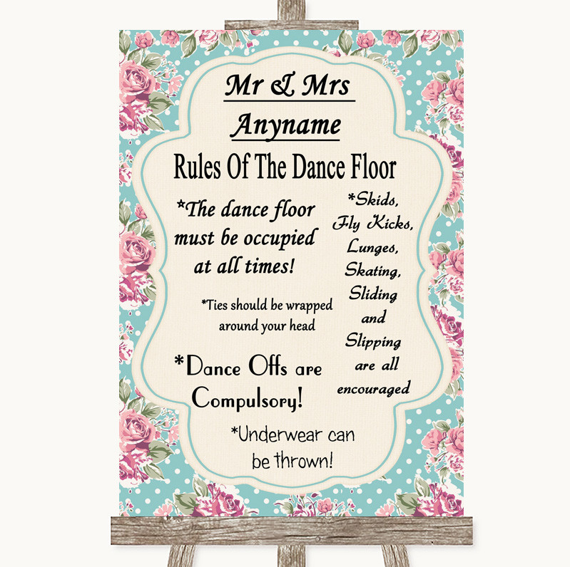 Lilac Shabby Chic Rules Of The Dancefloor Personalised Wedding Sign ...