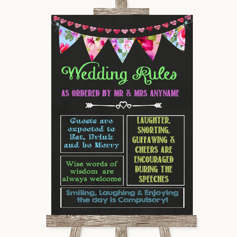 Bright Bunting Chalk Confetti Personalised Wedding Sign - The Card Zoo