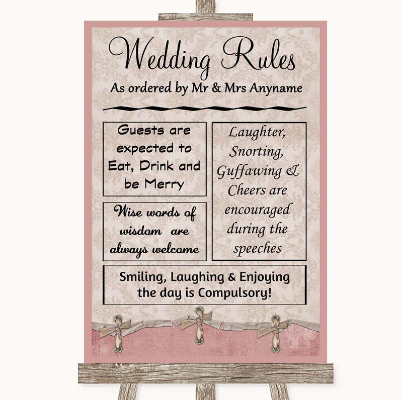 Lilac Shabby Chic Rules Of The Wedding Personalised Wedding Sign - The ...