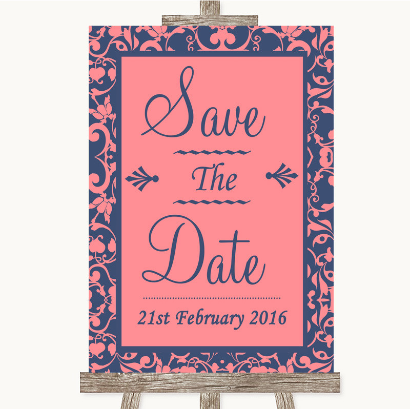 Pink Coral Orange & Purple Save The Date Personalised Wedding Sign ...