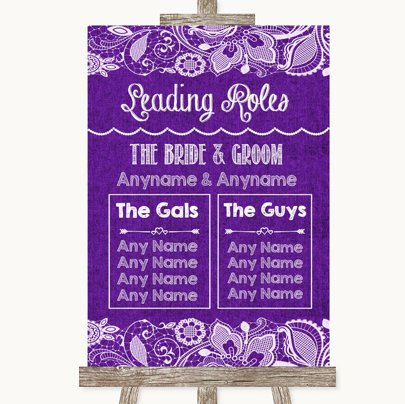 Gold and Purple Stripes Who's Who Leading Roles Personalised Wedding ...