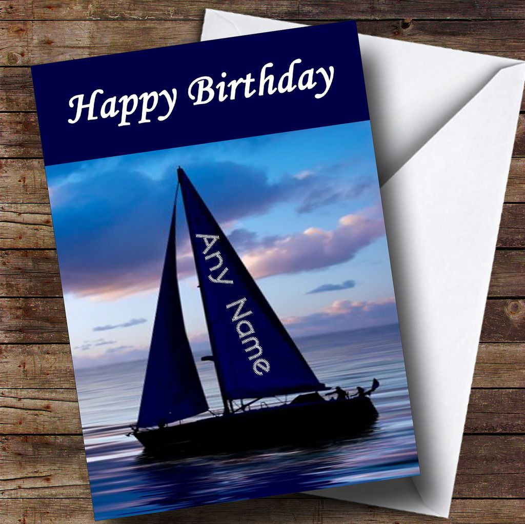 Sailing Boat Name On Sail Funny Personalised Birthday Card - The Card Zoo