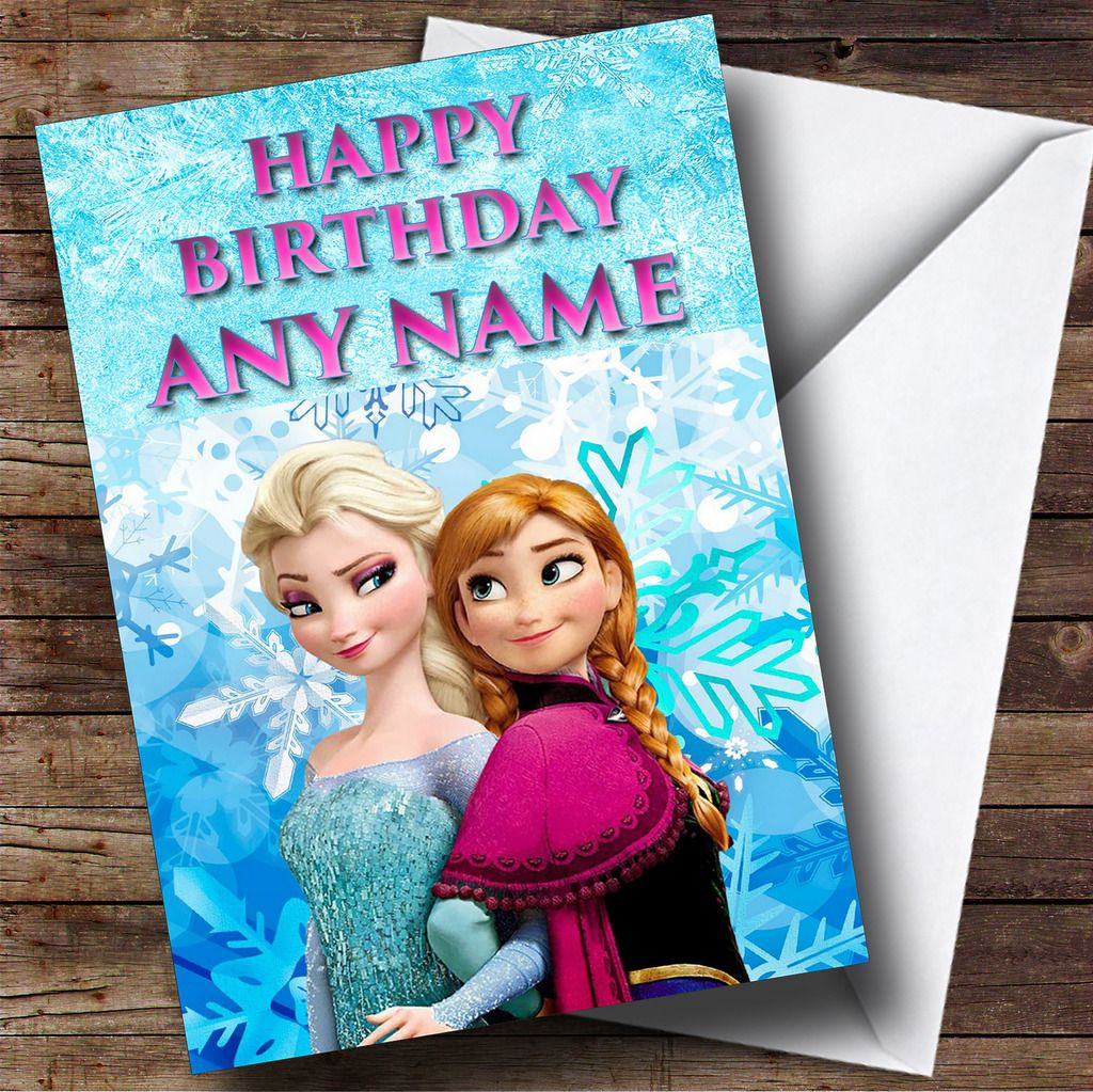 Elsa And Anna Princess Frozen Personalised Birthday Card - The Card Zoo