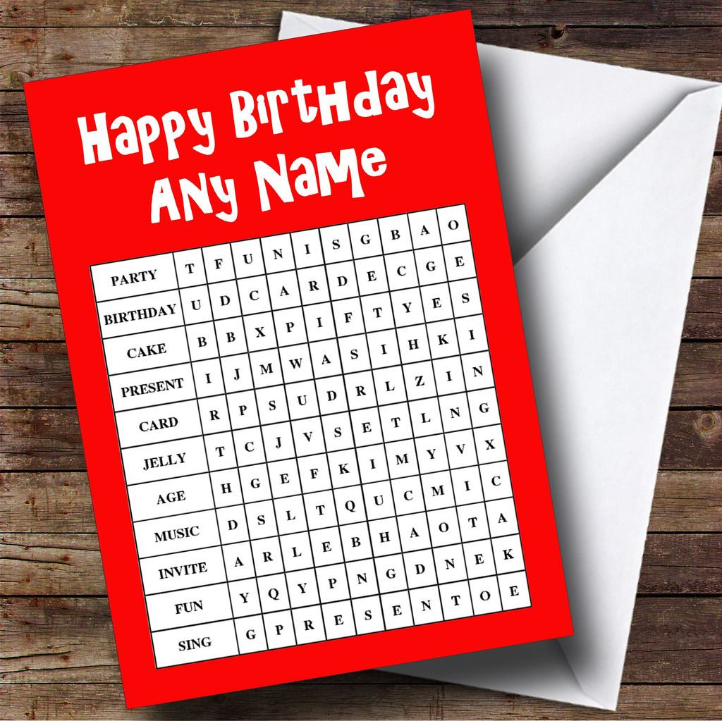 Word Search Fun Activity Green Personalised Birthday Card - The Card Zoo