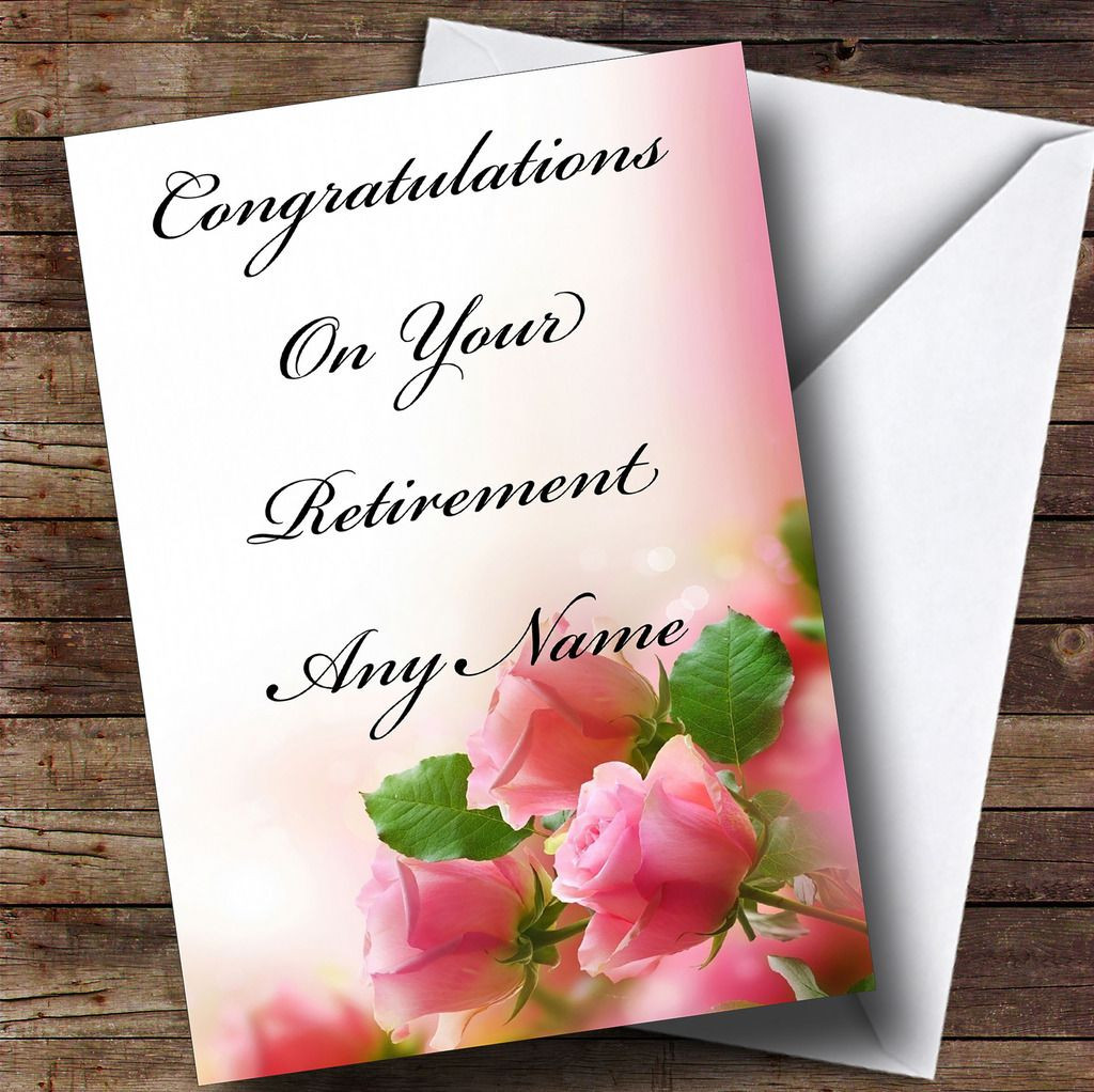 Cute Pink Roses Personalised Retirement Card - The Card Zoo