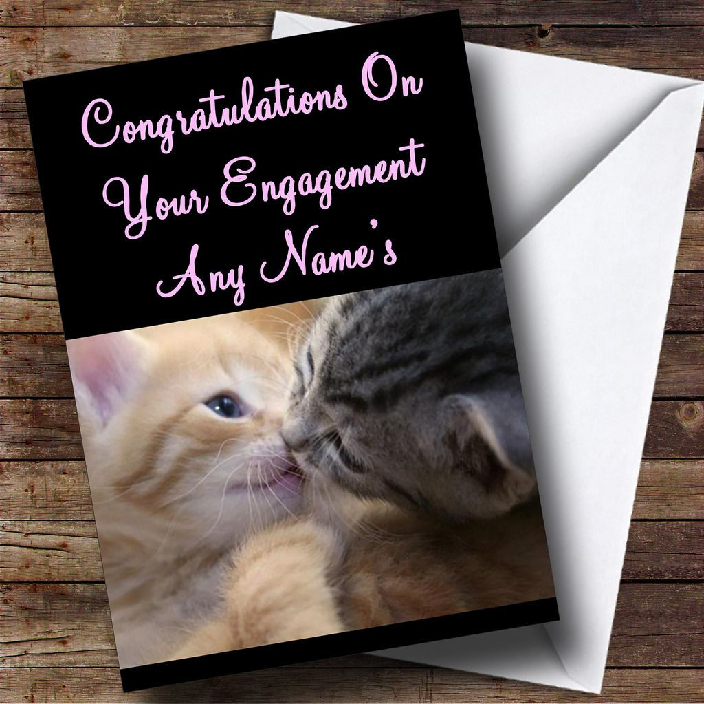 Cats Kissing Personalised Engagement Card - The Card Zoo