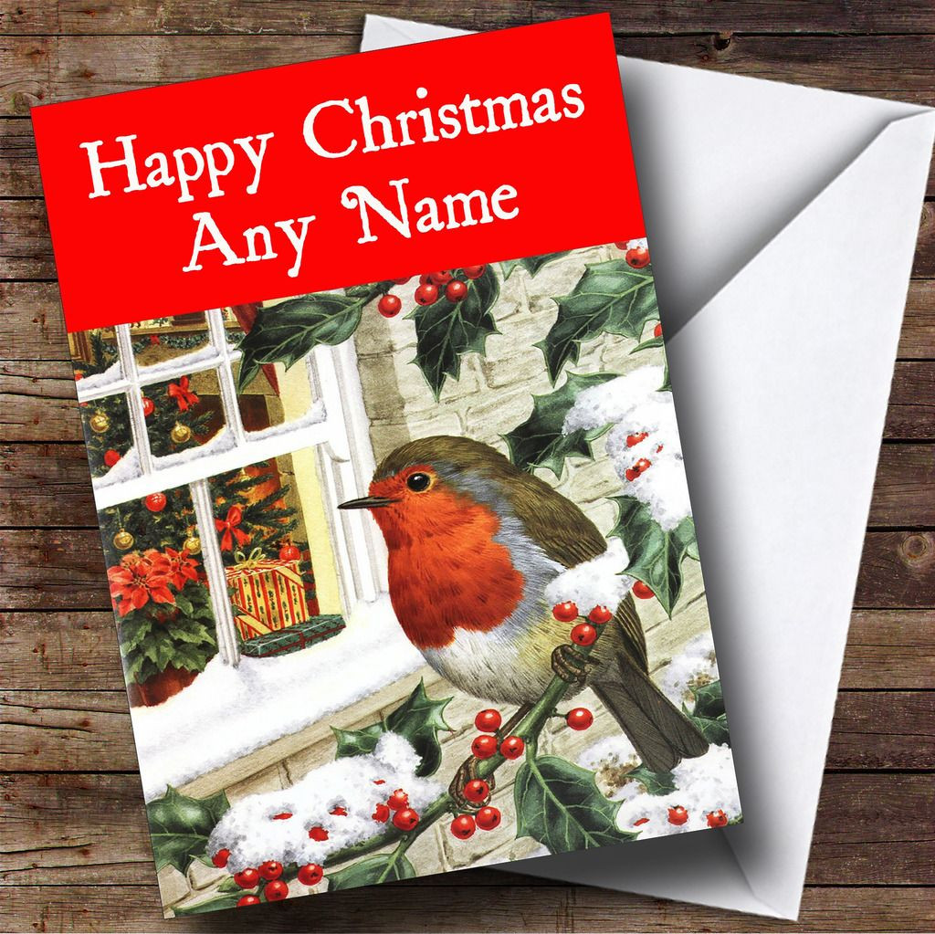 Xmas Robin Green Christmas Card Personalised - The Card Zoo