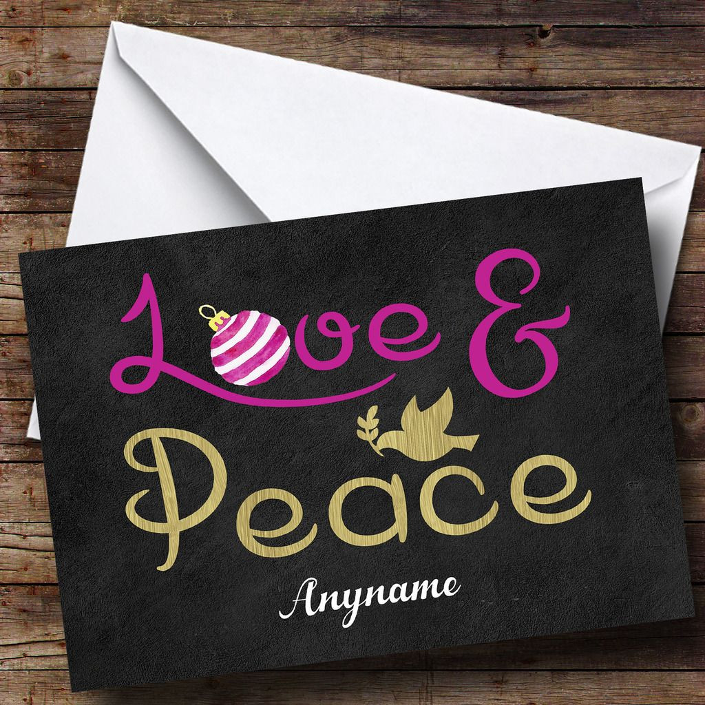 Black and Gold Peace Dove Personalised Christmas Card - The Card Zoo