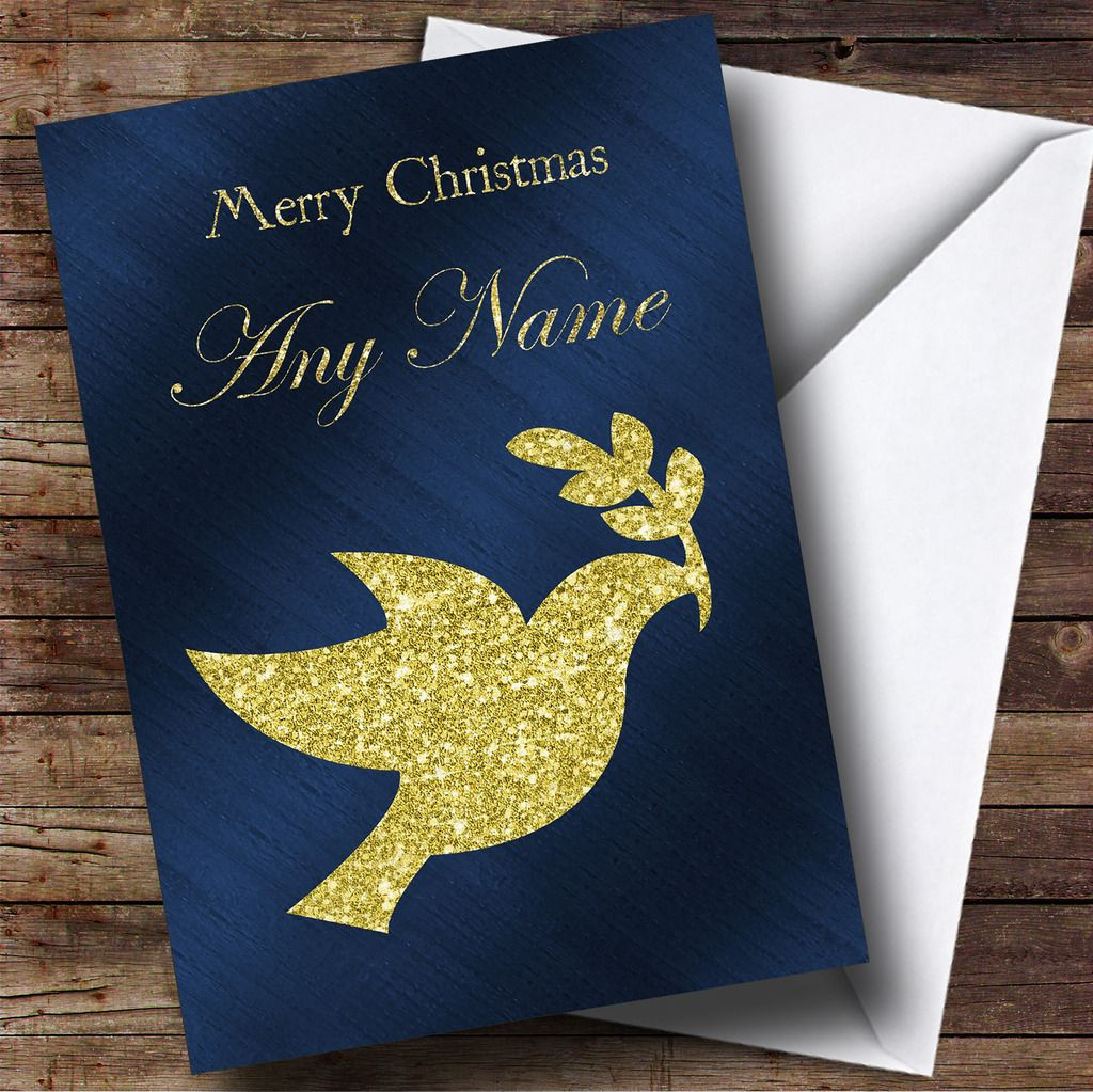 Black and Gold Peace Dove Personalised Christmas Card - The Card Zoo