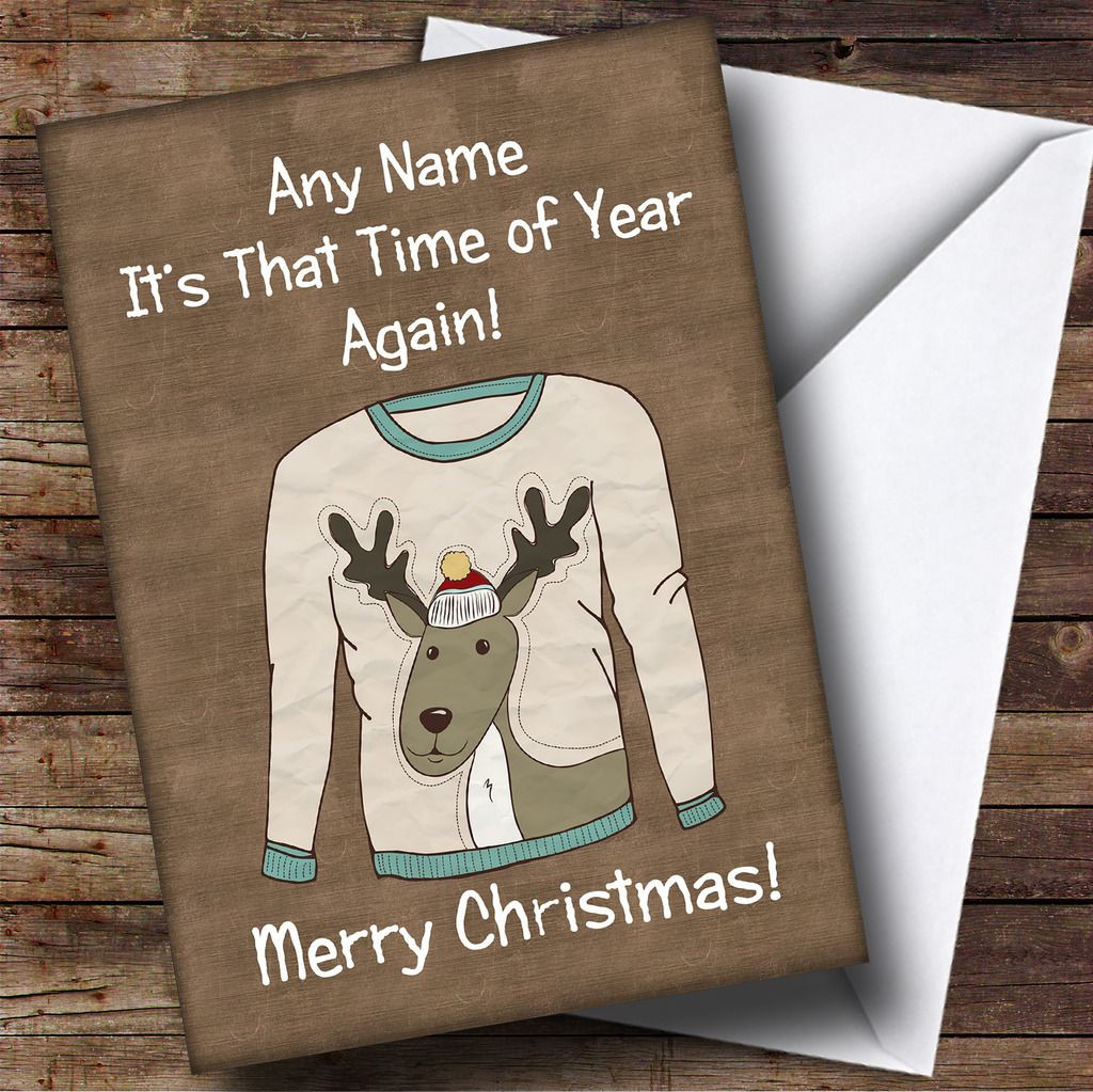 Brown and Gold Flying Reindeer Personalised Christmas Card - The Card Zoo