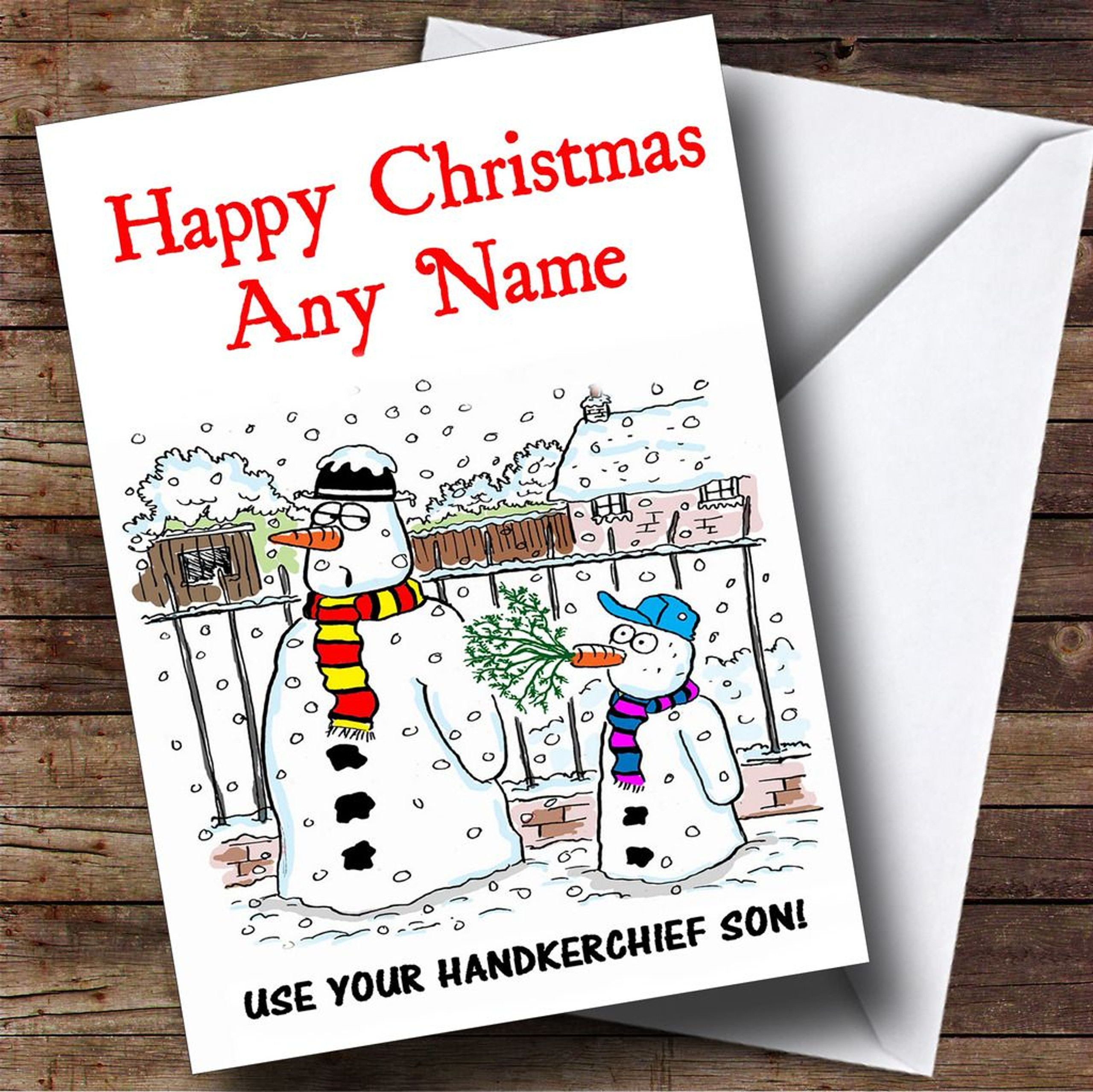 Funny Rude Snowman Blow My Nose Joke Personalised Christmas Card - The ...