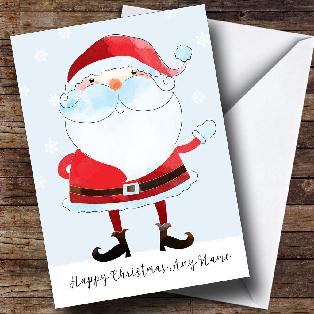 Cute Watercolour Hedgehog Santa Hat Personalised Childrens Christmas ...