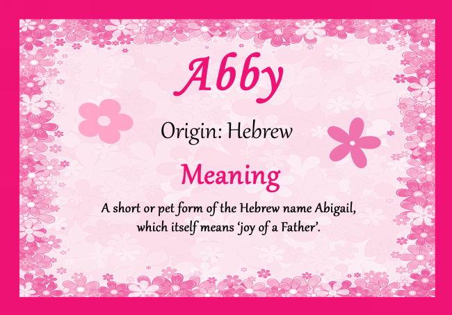 Abbi Personalised Name Meaning Certificate - The Card Zoo