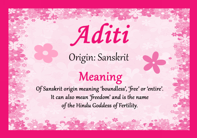 Aditi Personalised Name Meaning Certificate - The Card Zoo