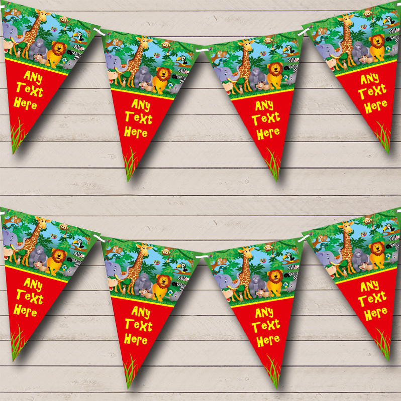 Jungle Animals Cute Personalised Childrens Party Bunting - The Card Zoo