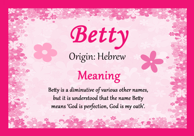 Betty Personalised Name Meaning Certificate - The Card Zoo