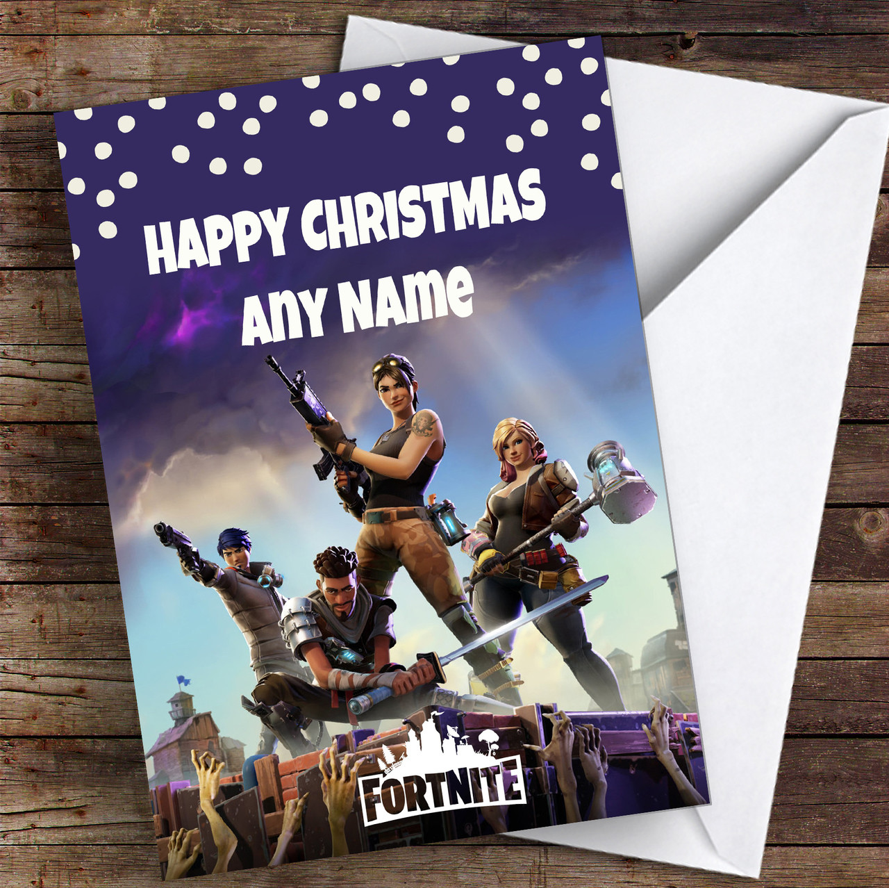 Fortnite Ginger Gunner Green Personalised Children's Christmas Card ...
