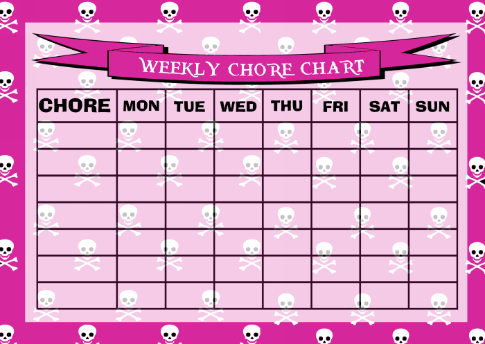 Weekly Chore Rota Task Reward Chart Pink And Grey - The Card Zoo