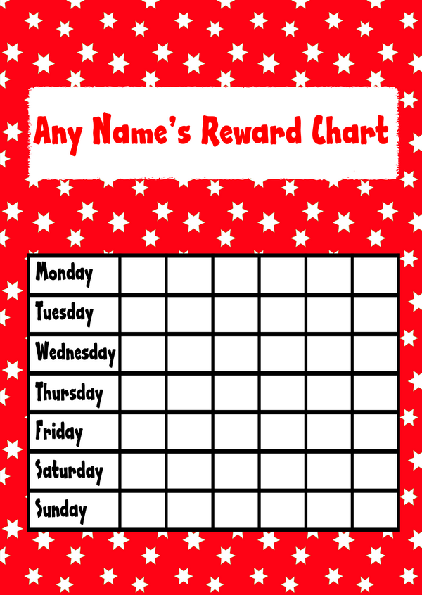 Red Minecraft Star Sticker Reward Chart - The Card Zoo