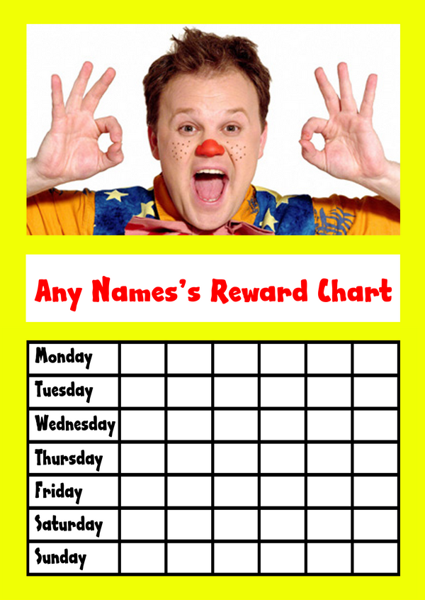 Yellow Mr Tumble Star Sticker Reward Chart - The Card Zoo