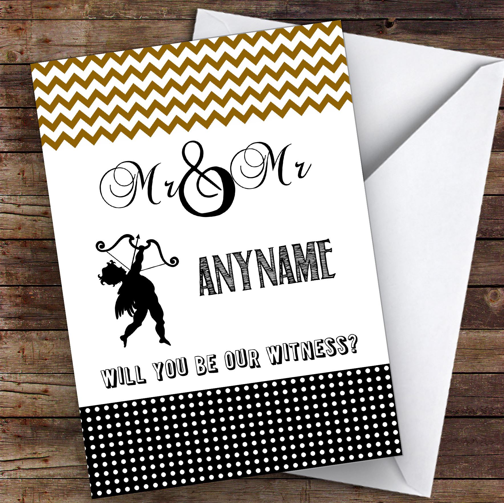 Gold Hearts Will You Be My Witness Personalised Wedding Card - The Card Zoo