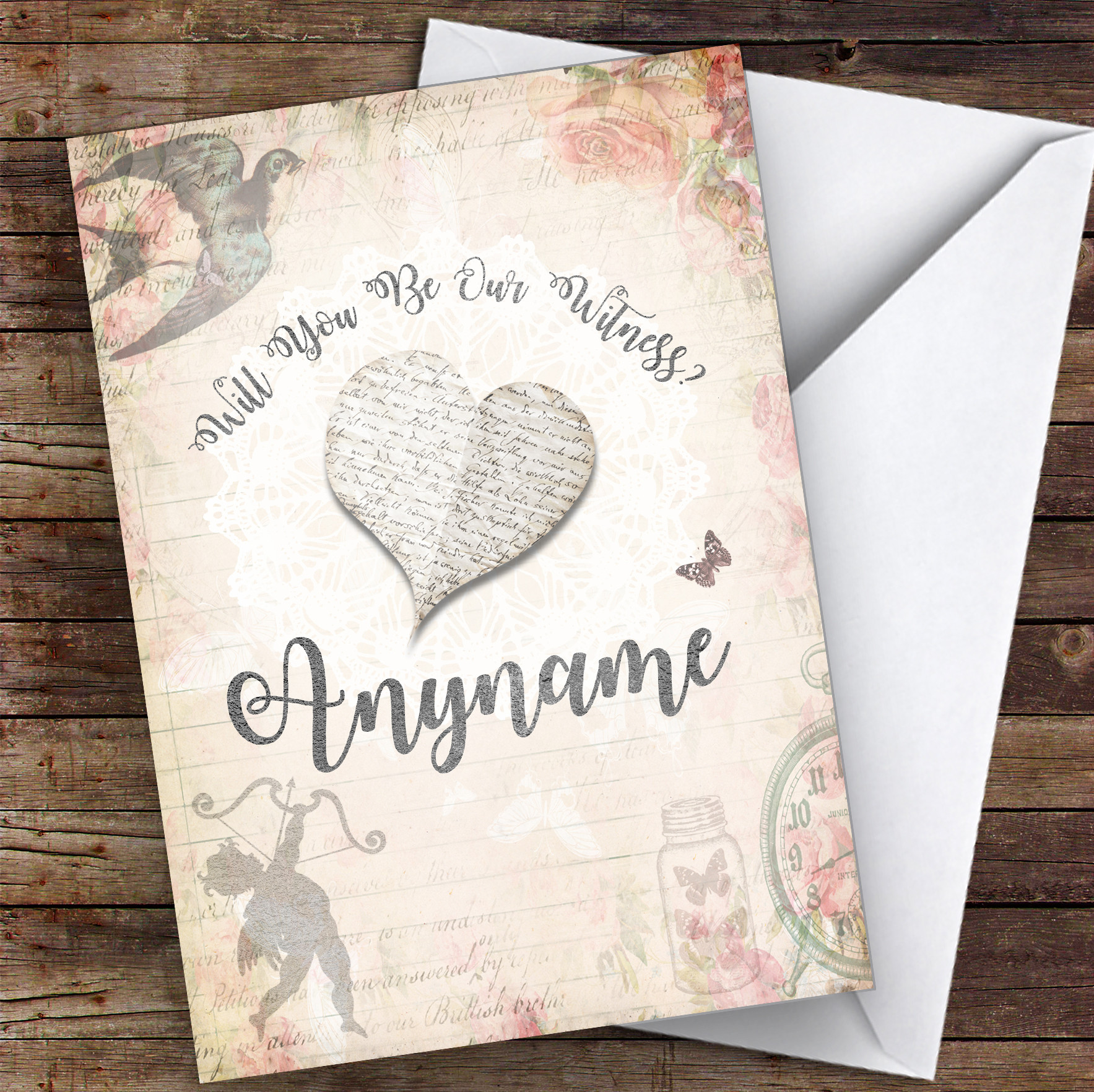Gold Hearts Will You Be My Witness Personalised Wedding Card - The Card Zoo