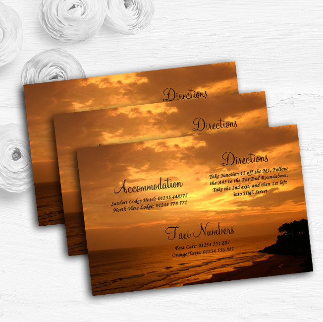Beautiful Sunset Beach Abroad Personalised Wedding Guest Information ...