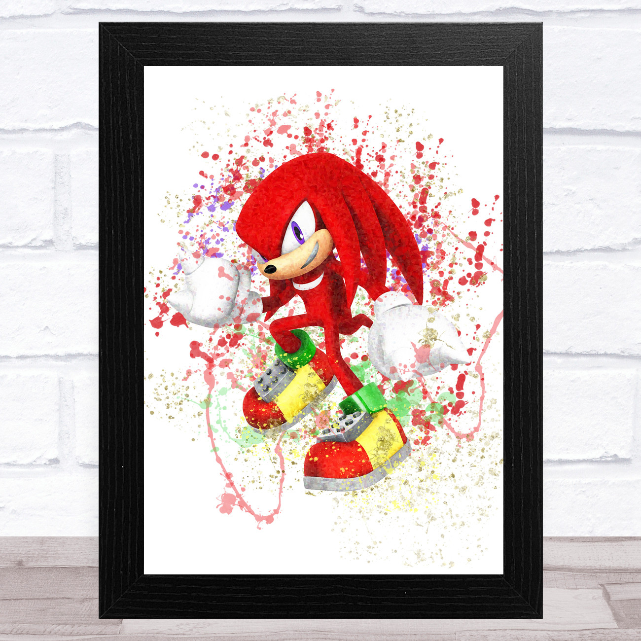 Knuckles Sonic The Hedgehog Splatter Art Children's Kids Birthday Card ...