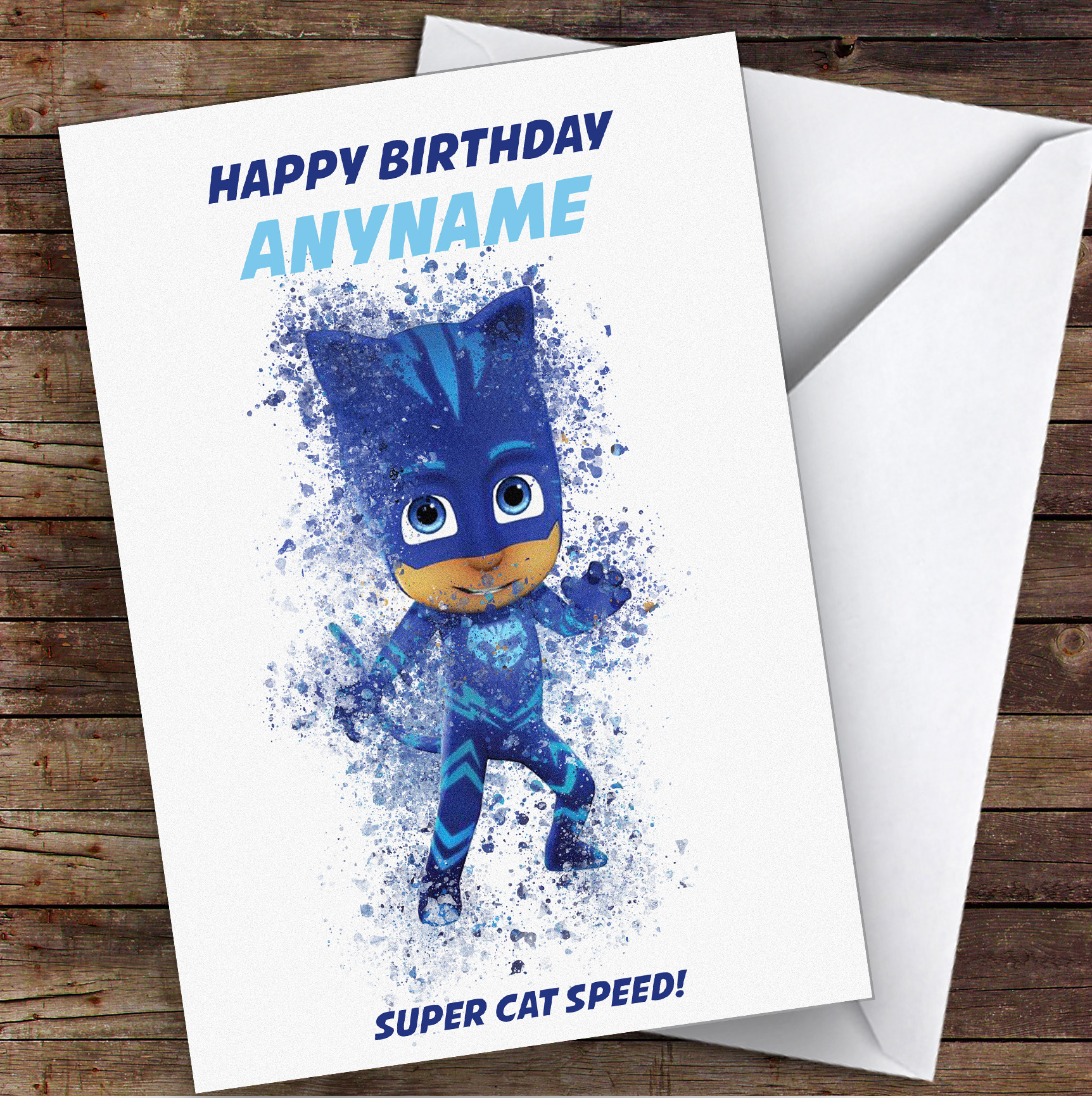 Pj Masks Catboy Watercolour Splatter Children's Birthday Party Thank ...