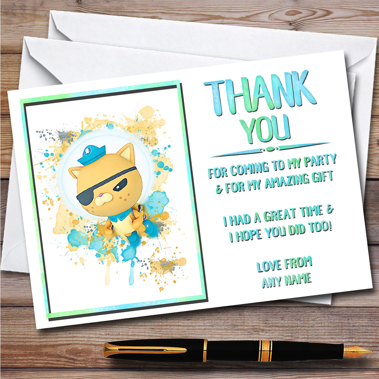 Octonauts Kwazii Splatter Art Children's Birthday Party Thank You Cards ...
