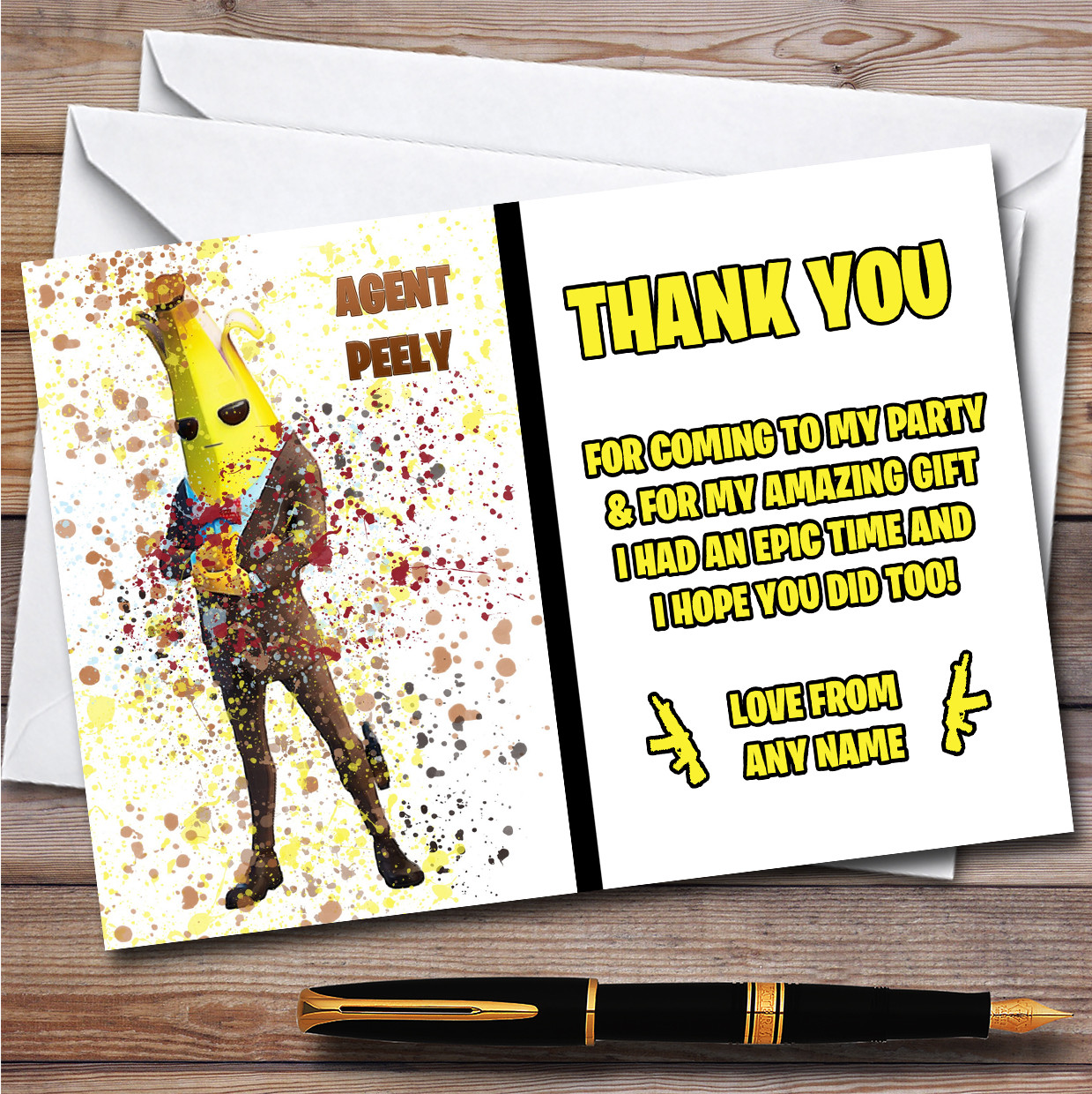 Agent Peely Gaming Comic Style Fortnite Skin Birthday Party Thank You ...