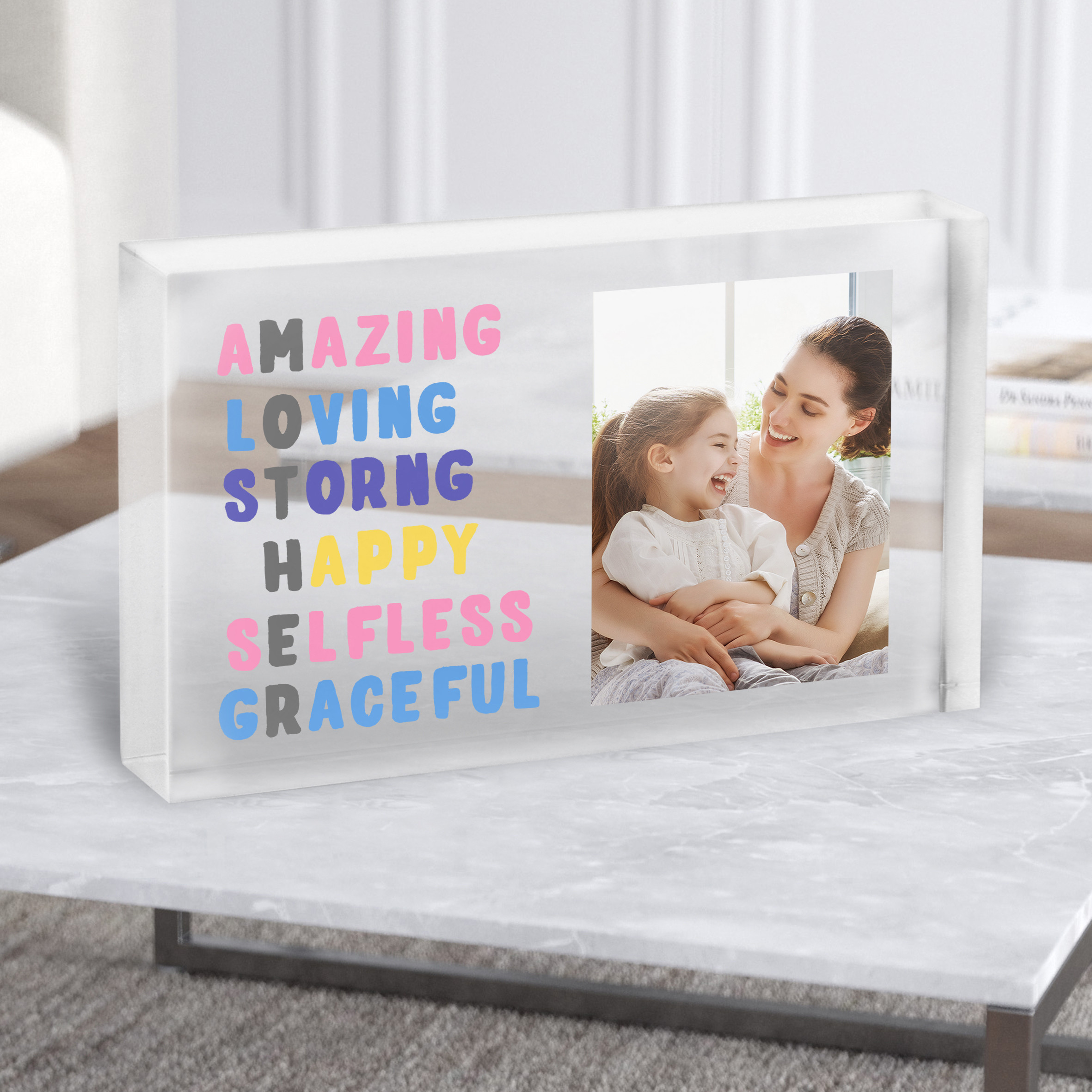 Mother Description Text Photo Personalised Acrylic Block - The Card Zoo