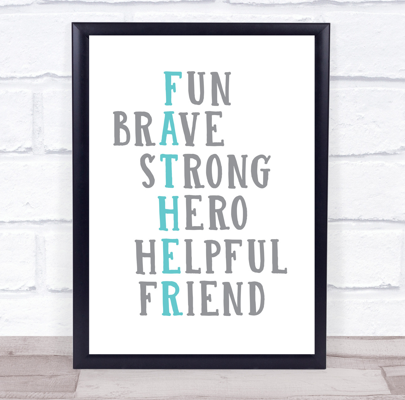 Father Description Words Text Typographic Grey Blue Gift Acrylic Block ...