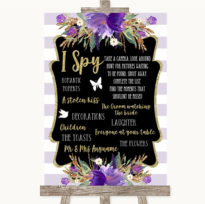 Black & White Stripes Purple I Spy Disposable Camera Personalised ...