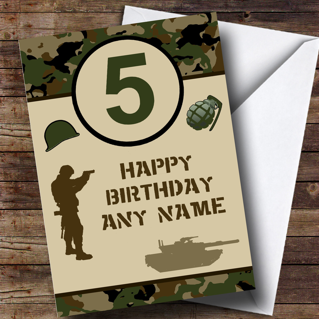 Camouflage Army Soldier Personalised Birthday Card - The Card Zoo