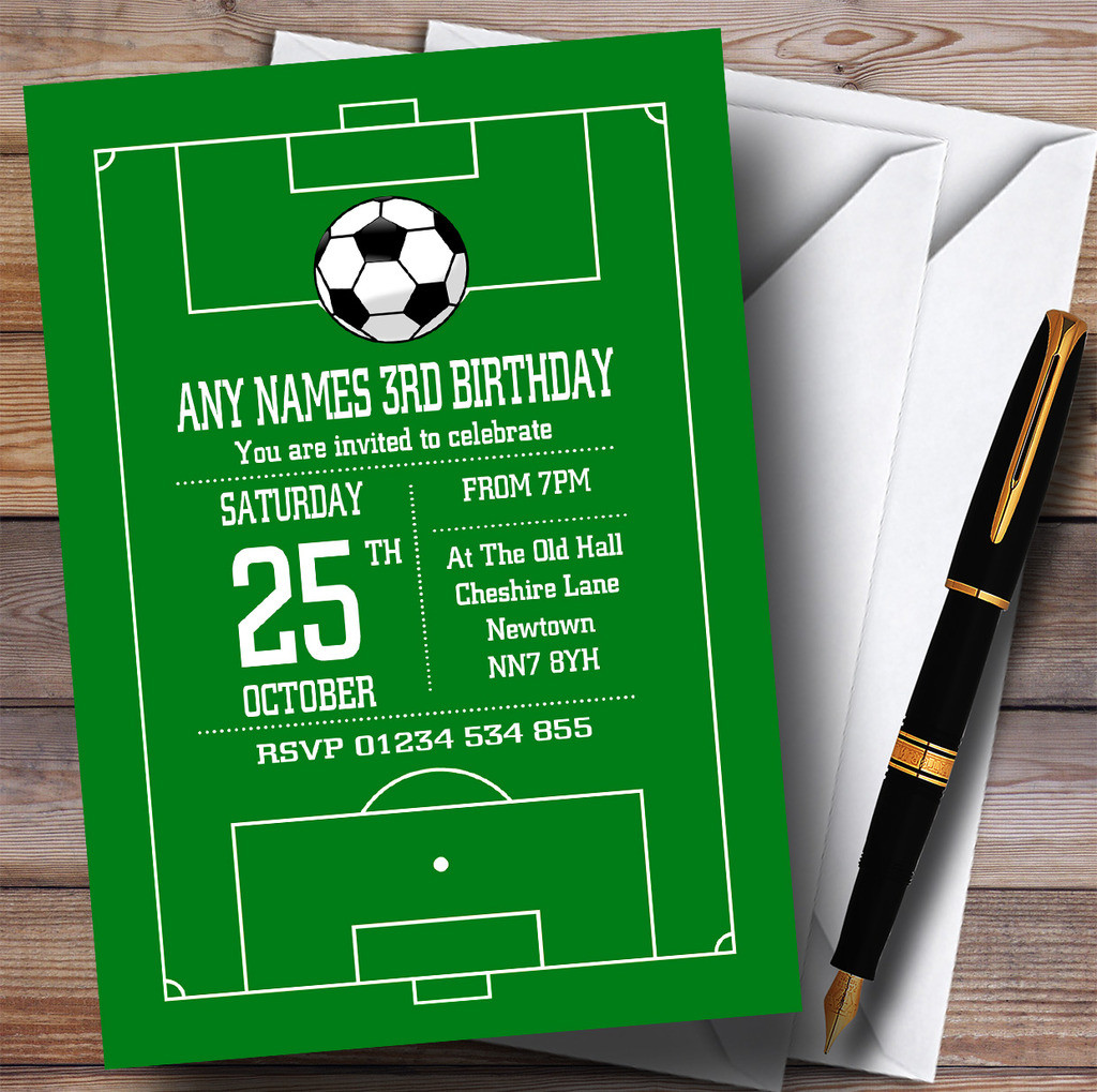 Soccer Football Pitch Green Children's Birthday Party Invitations - The ...