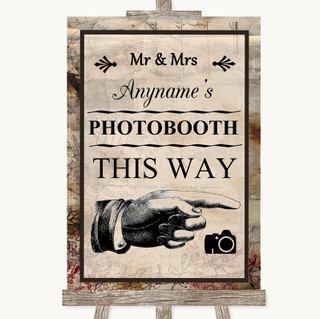 Red & Gold Photobooth This Way Right Personalised Wedding Sign - The ...