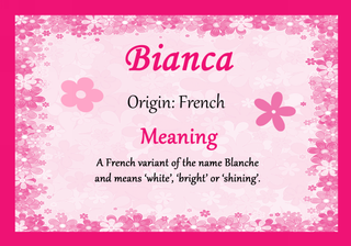 Bianca Personalised Name Meaning Certificate - The Card Zoo