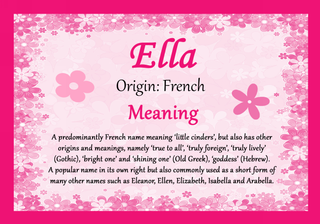 ELLA Personalised Name Meaning Certificate - The Card Zoo