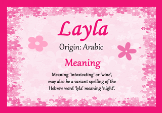 Layla Personalised Name Meaning Certificate - The Card Zoo